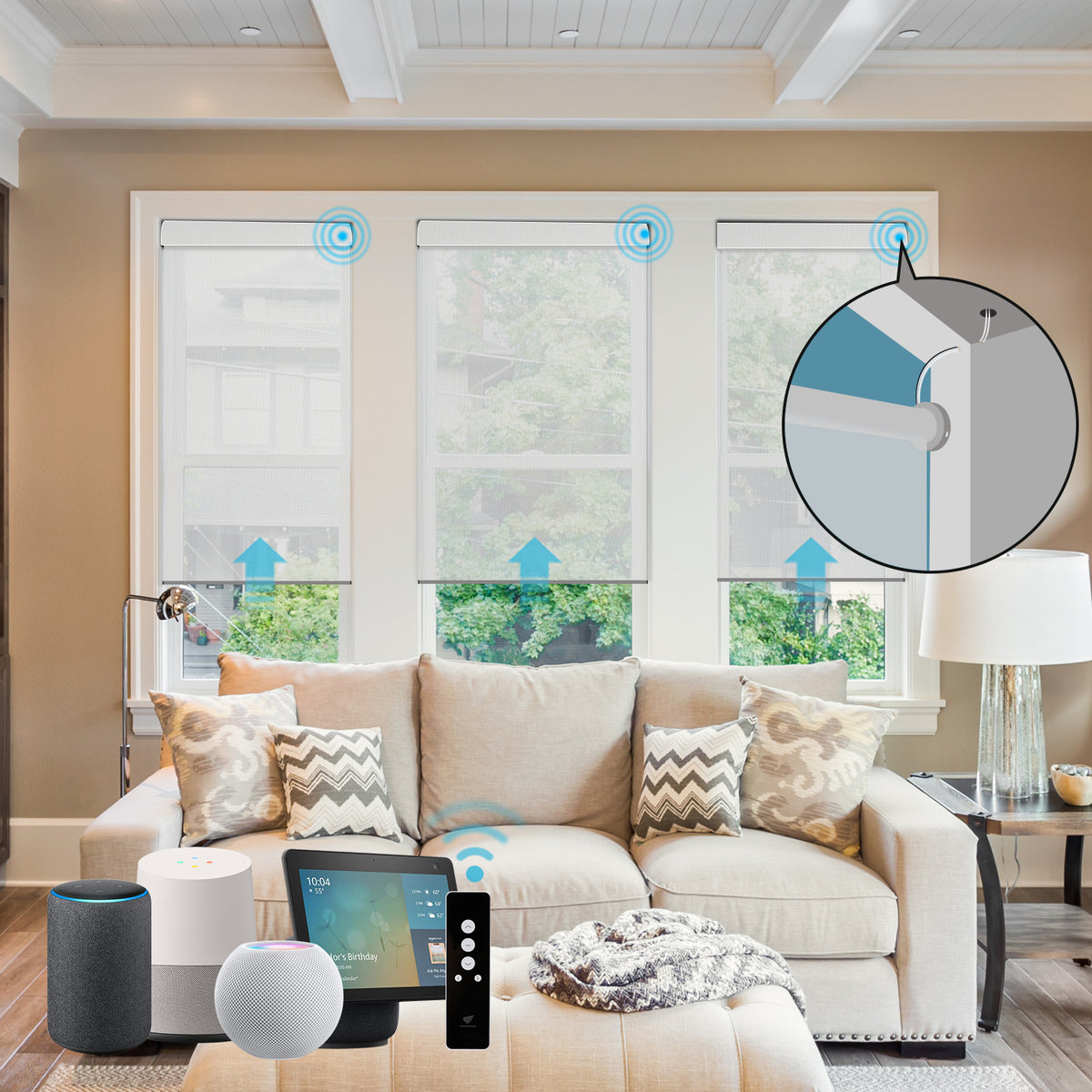 SmartWings Hardwired Motorized Light Filtering Solar Shades Aventus