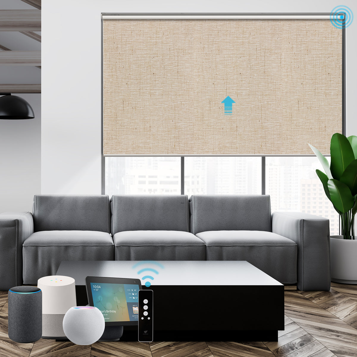 Linen Roller Shades 100% Blackout Light Filtering – SmartWings